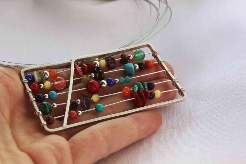 Extra Large Abacus Pendant Handmade With Sterling Silver and - Etsy
