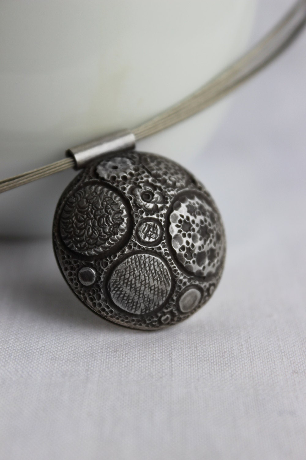 XL Big Ball Texture Necklace Made of Sterling Silver and Black - Etsy