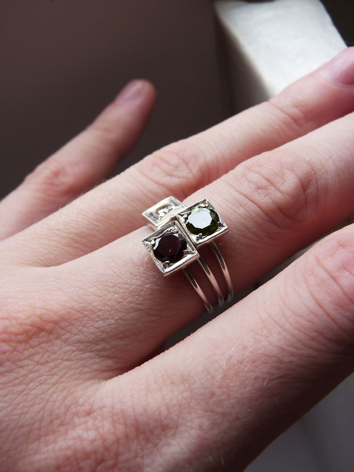 Birthstone Stacking Rings Sterling Silver Made to Order | Etsy