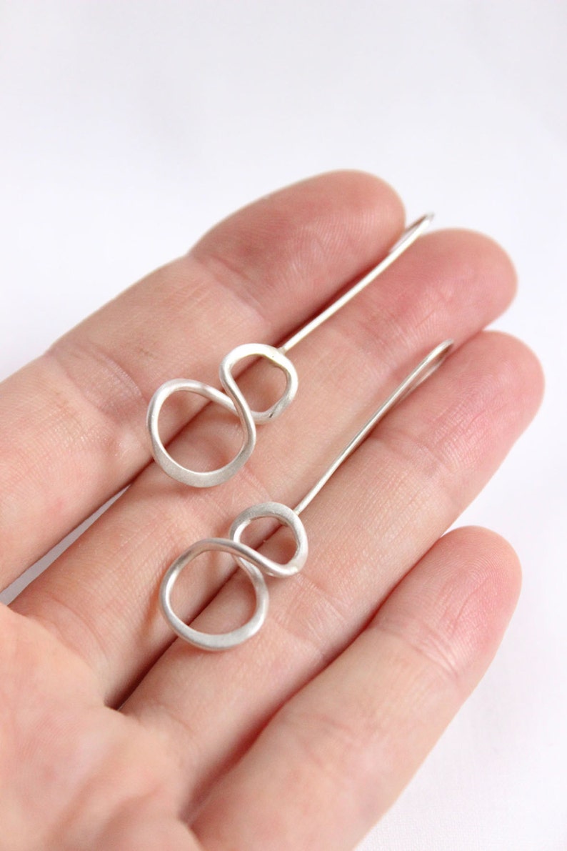 Infinity Dangle Earrings Sterling Silver Hoops Simple Modern - Etsy