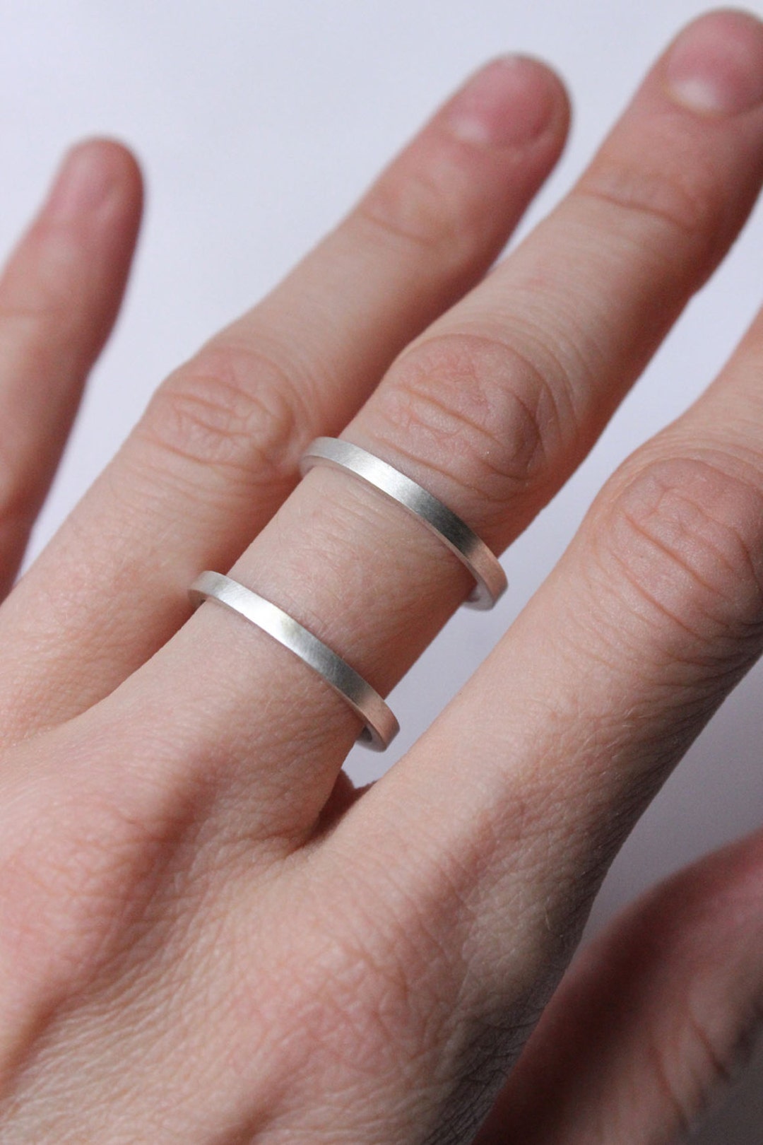 Sterling Silver Double Ring Silver Cage Ring, Simple Ring, Minimalist ...