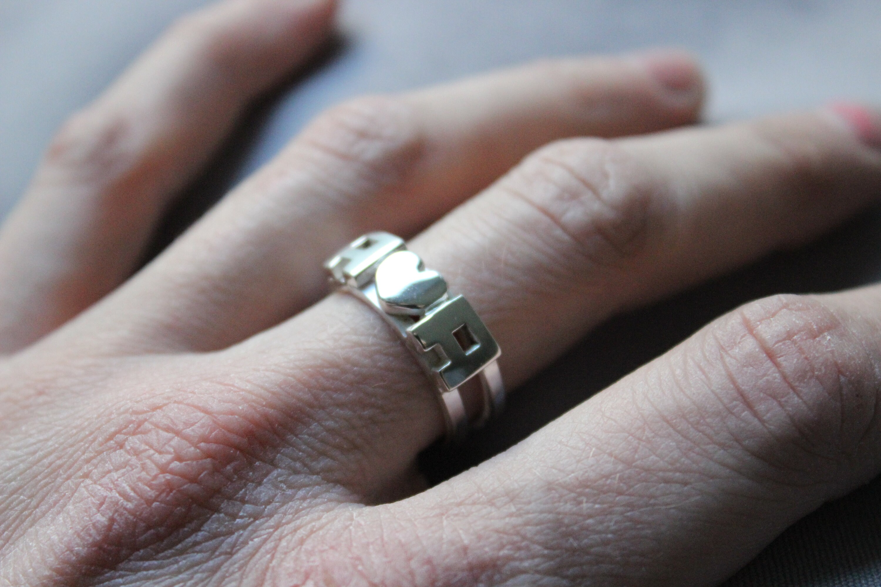 Double Band Initials Ring Sterling Silver Personalized Ring | Etsy