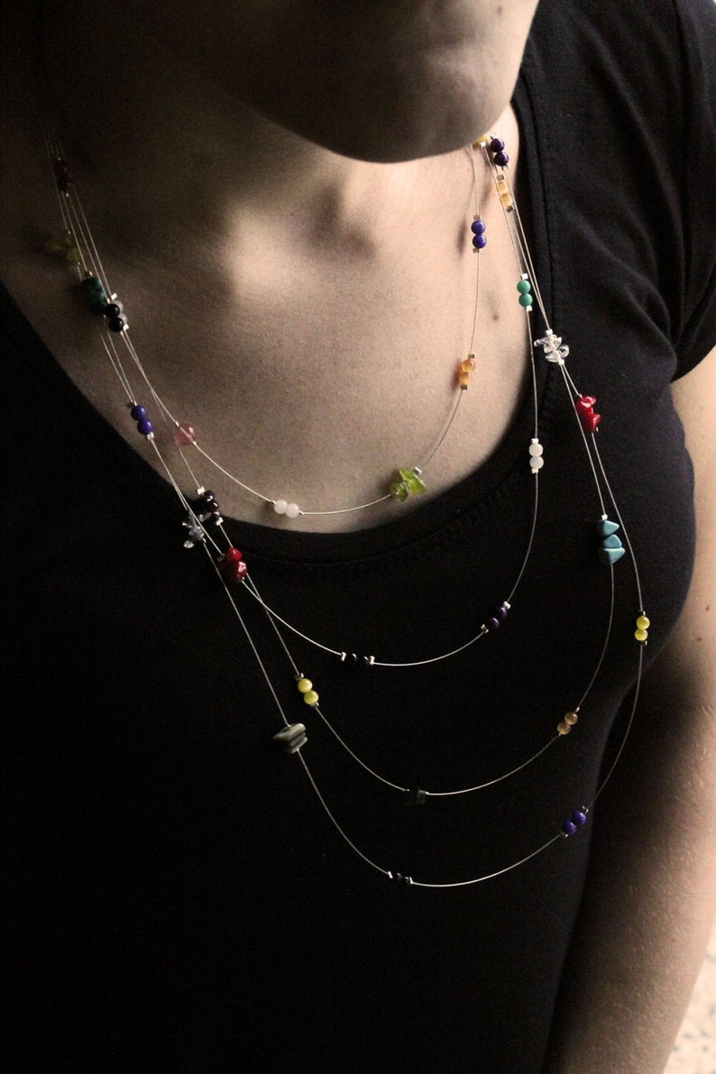 Multicolour Necklace colorful gems Perfect for Spring Summer | Etsy