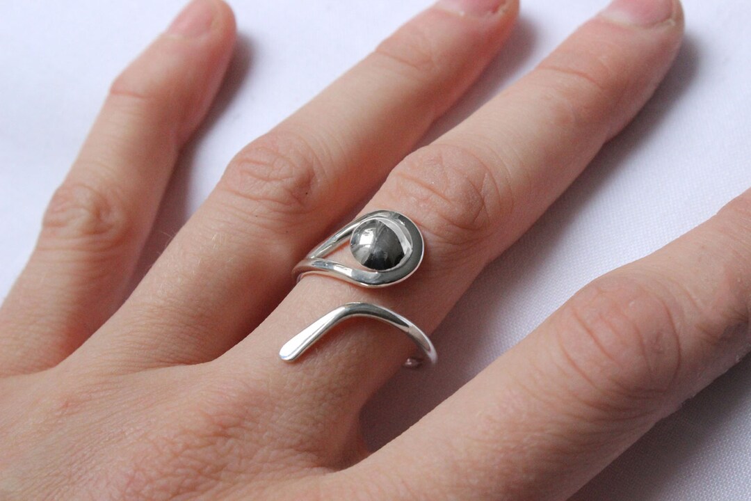 Ring Sterling Silver Adjustable Line and Point Ring Made - Etsy