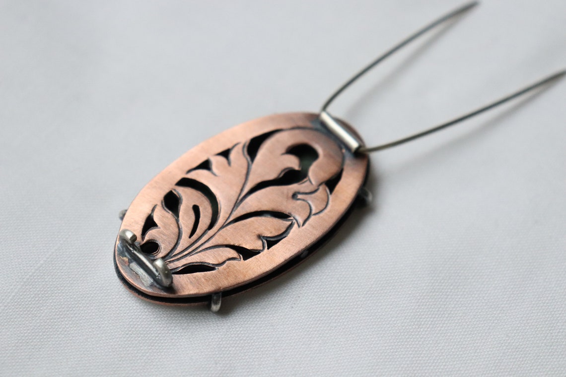 Ornamental Brooch Necklace Sterling Silver and White Copper - Etsy