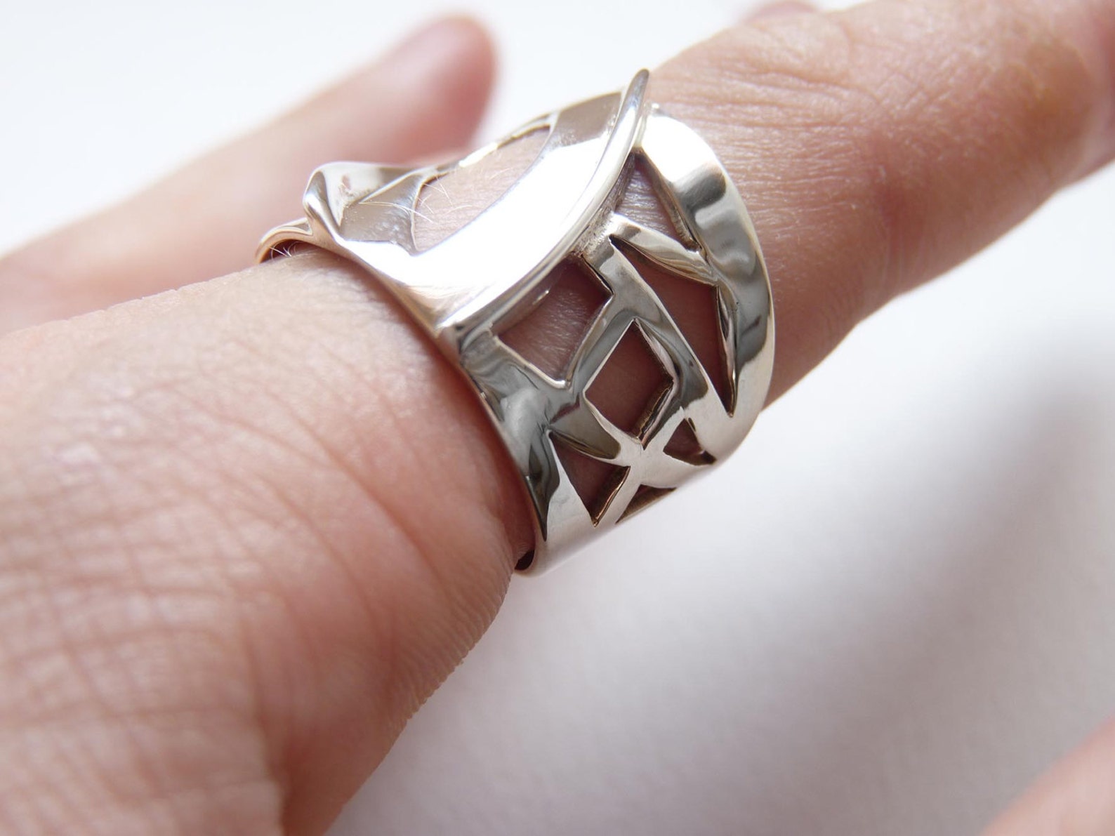 Statement Drawnwork Ring Fine Silver Jewelry for Women or Men, Openwork ...