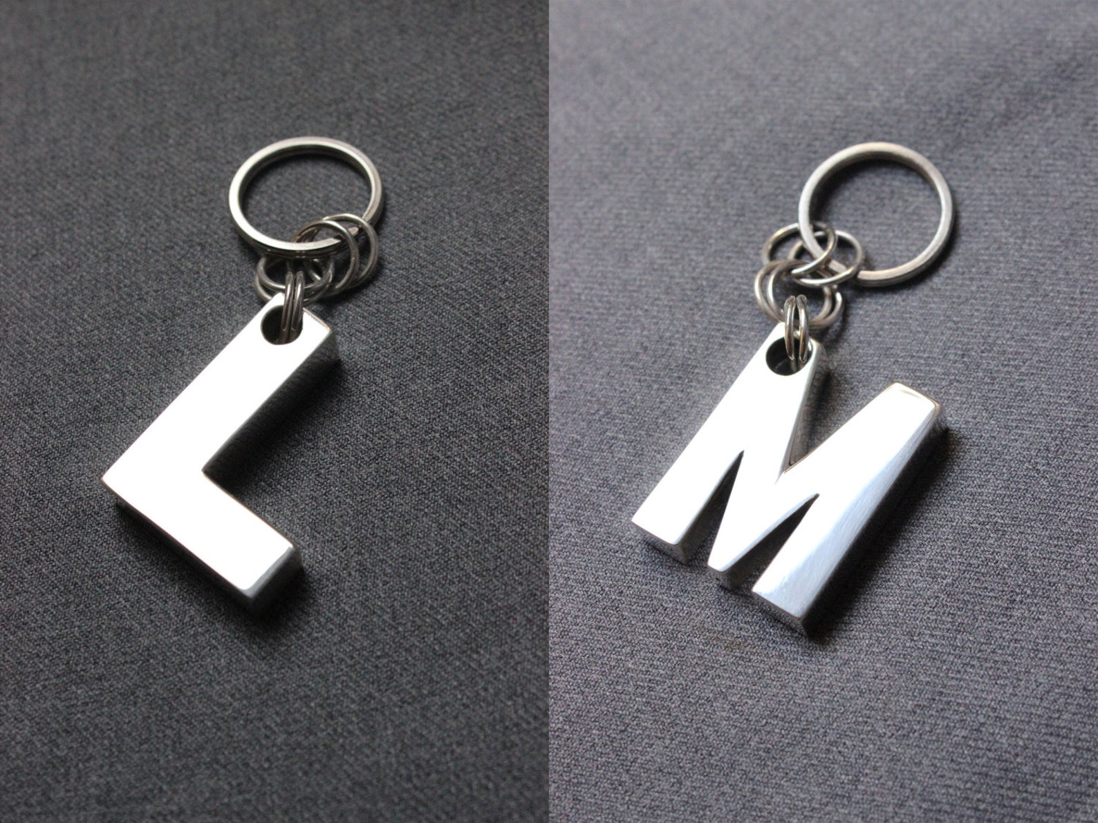 Letter Keychain Custom Made of Sterling Silver Made to Order - Etsy