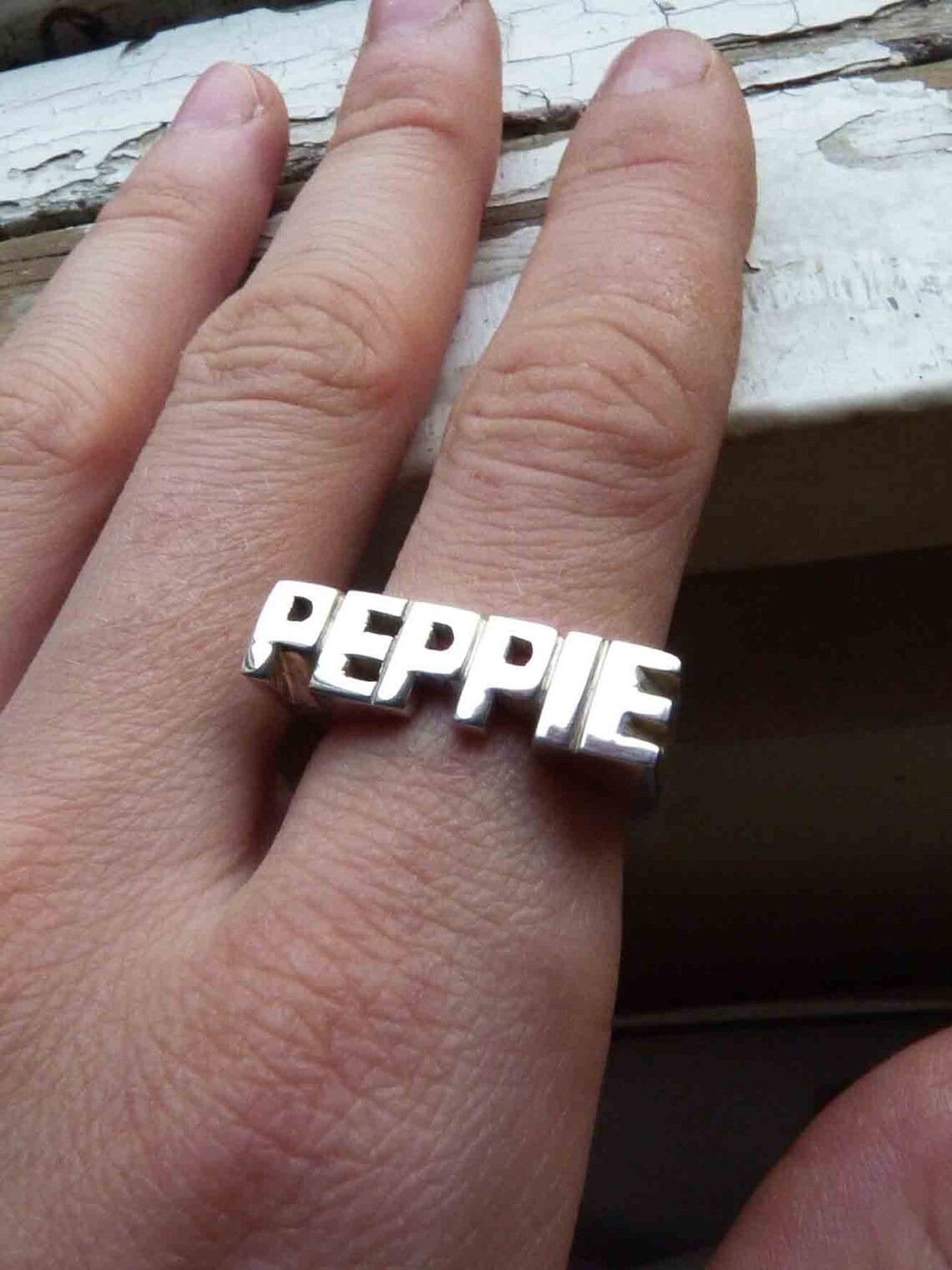 Word Personal Ring Sterling Silver Signet Ring Name Ring - Etsy