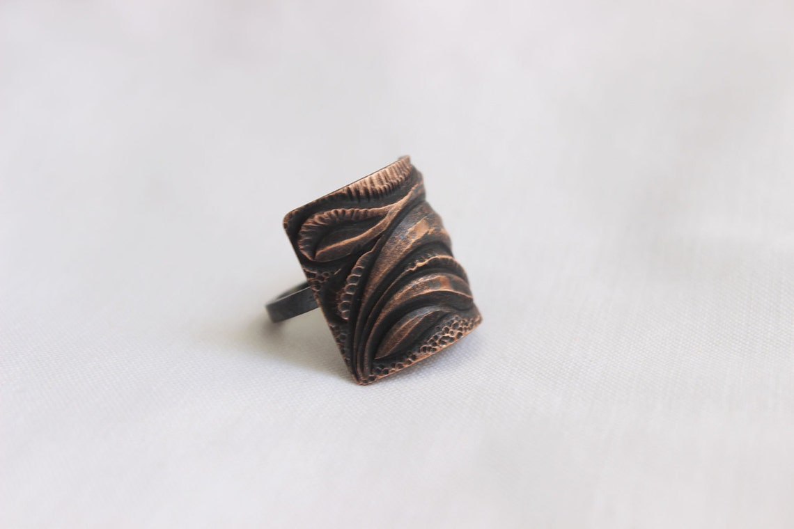 Ring Texture Made of Sterling Silver and Copper With Black - Etsy