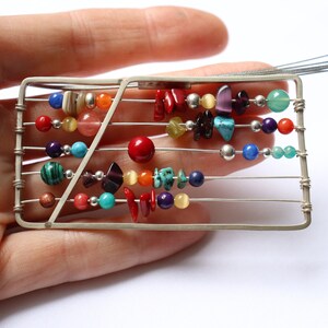 Extra Large Abacus Pendant Handmade With Sterling Silver and Colorful ...