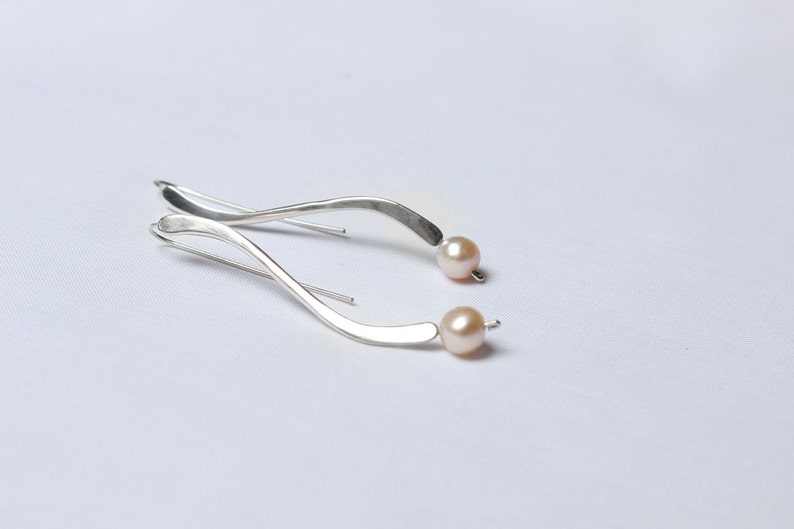 Sterling Silver And White Freshwater Pearls Dangle And Long Etsy