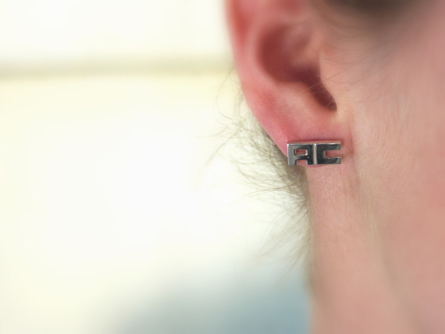 Word earrings Earrings with Two Letters made to Sterling | Etsy