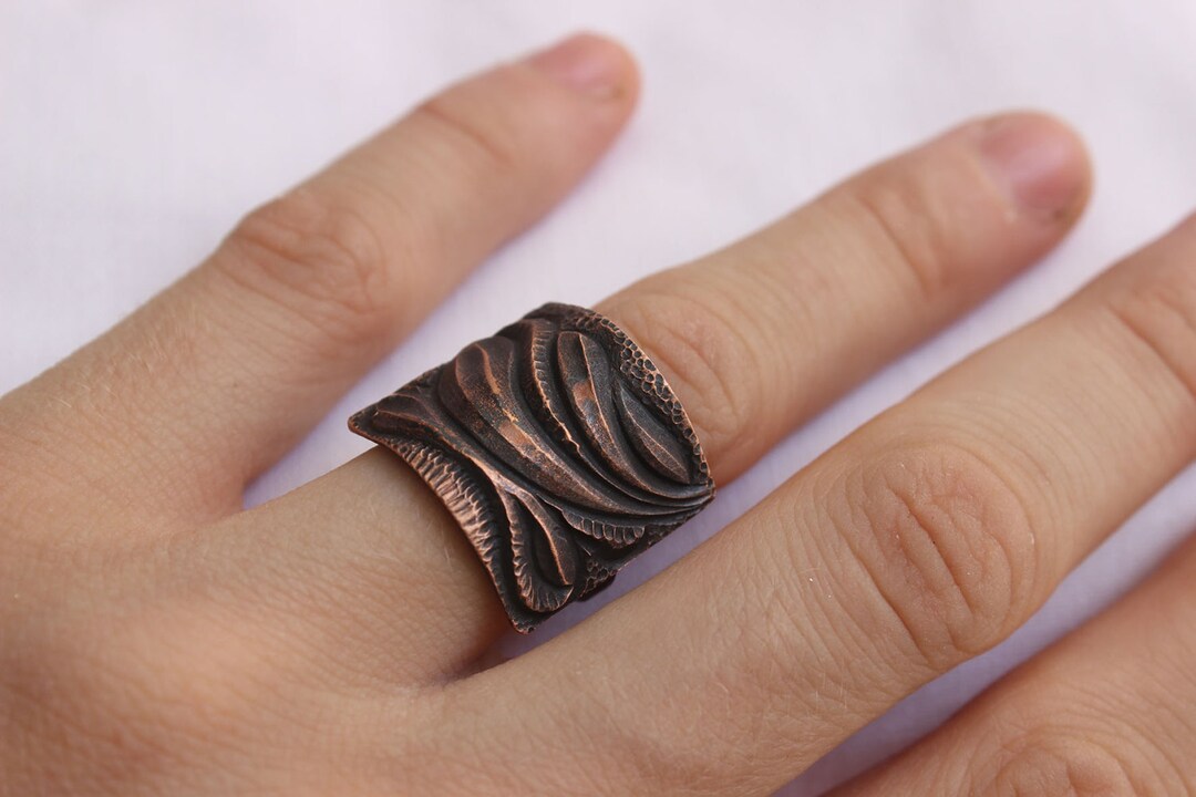 Ring Texture Made of Sterling Silver and Copper With Black - Etsy