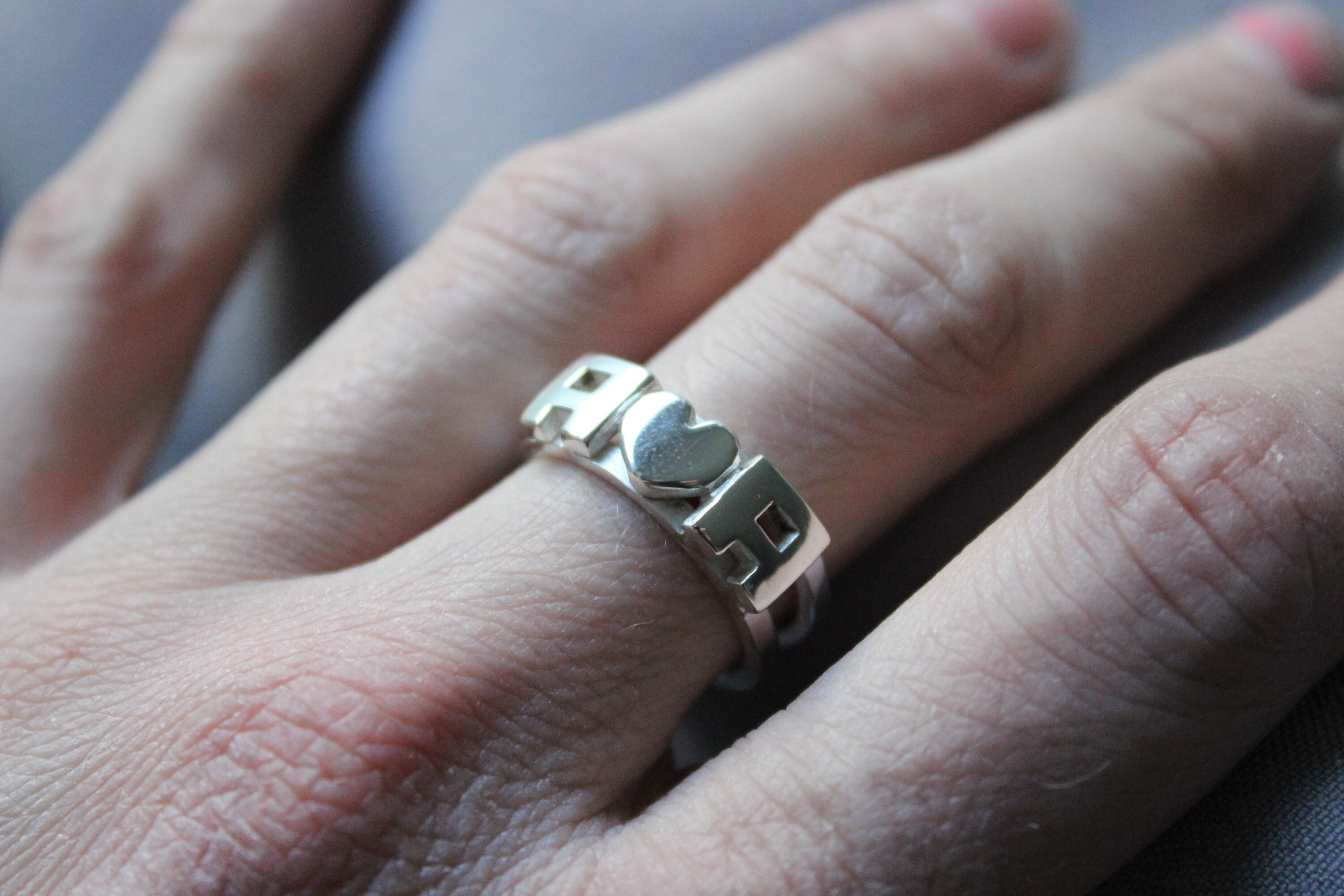 Double Band Initials Ring Sterling Silver Personalized Ring | Etsy