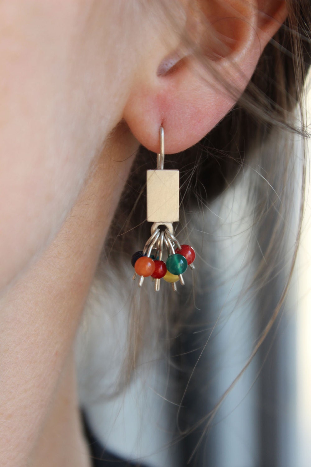 Multicolor Earrings Made of Sterling Silver and Colorful - Etsy