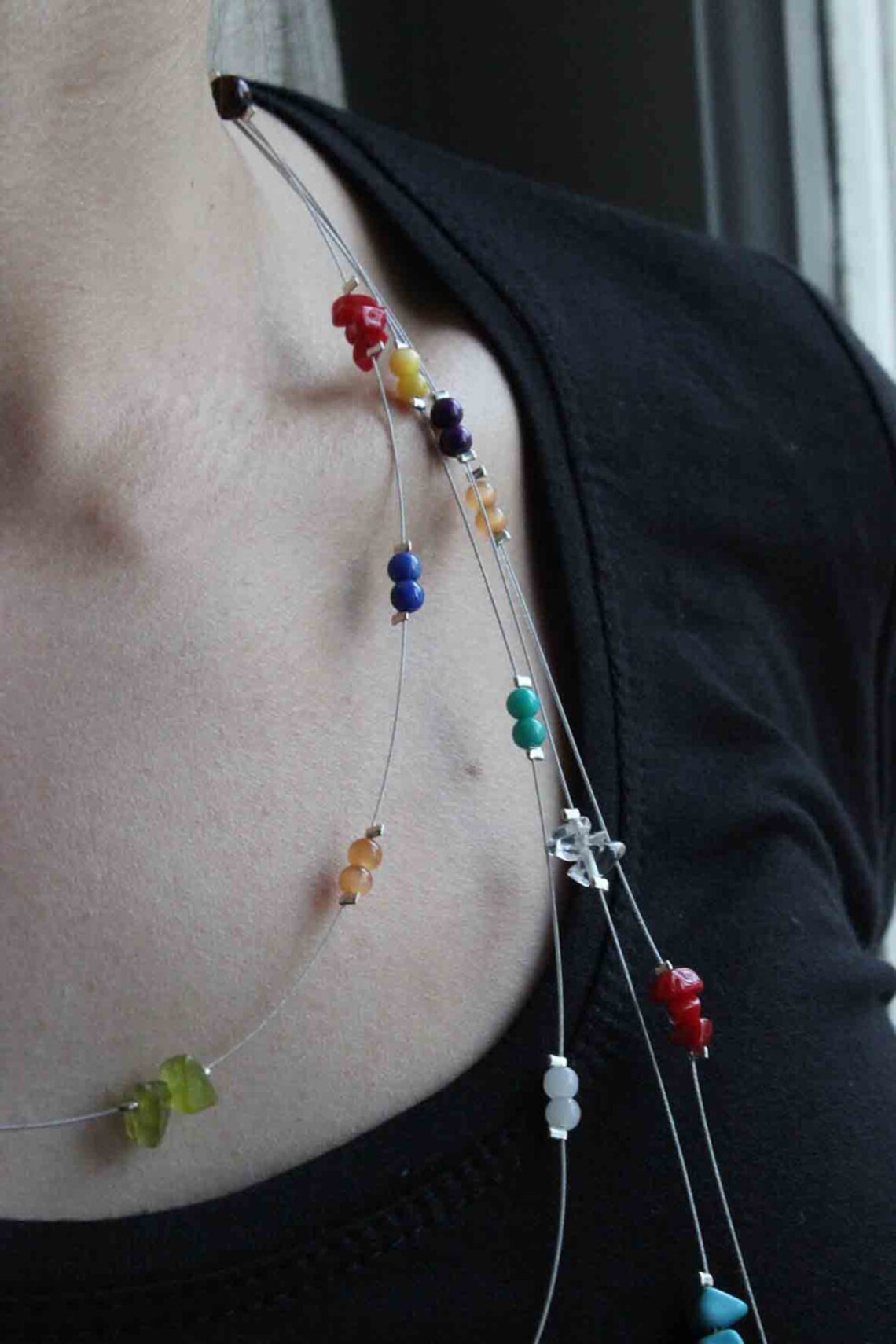 Multicolour Necklace colorful gems Perfect for Spring Summer | Etsy