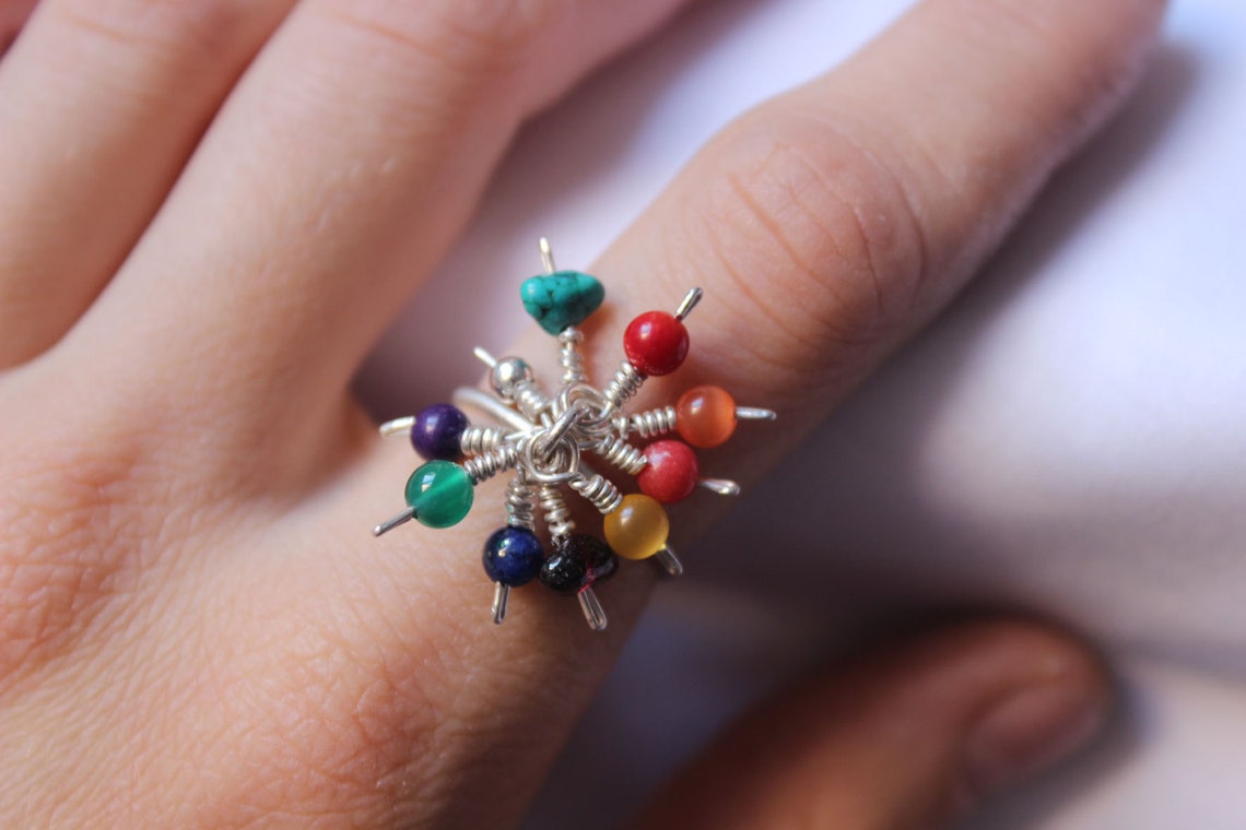 Multicolor Ring Sterling Silver and Colorful Gems Perfect - Etsy
