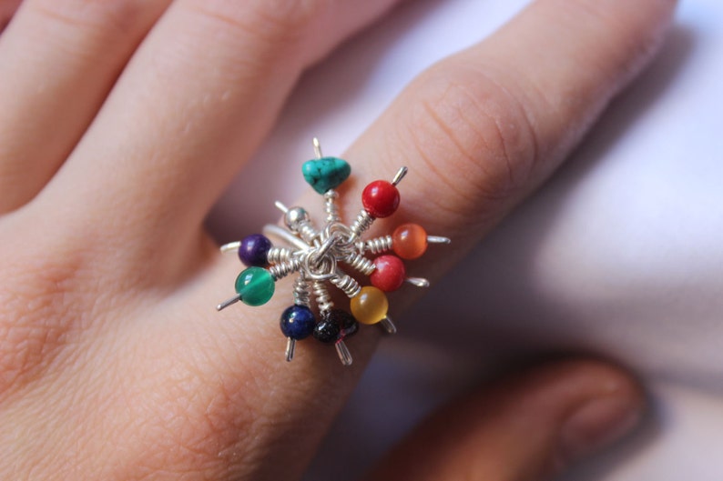 Multicolor Ring Sterling Silver and Colorful Gems Perfect - Etsy