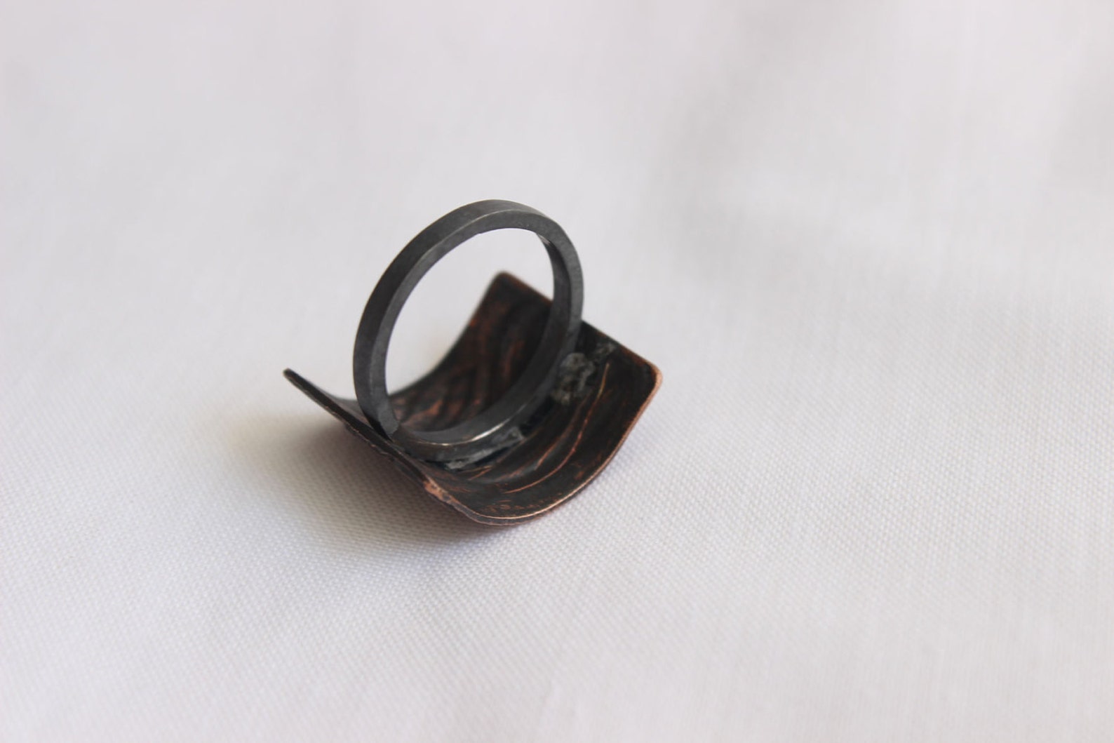 Ring Texture Made of Sterling Silver and Copper With Black - Etsy