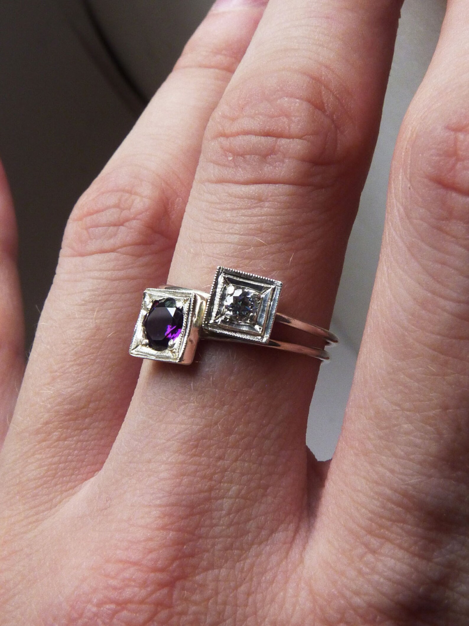 Amethyst Ring Birthstone Stacking Ring Round Stone Shape | Etsy