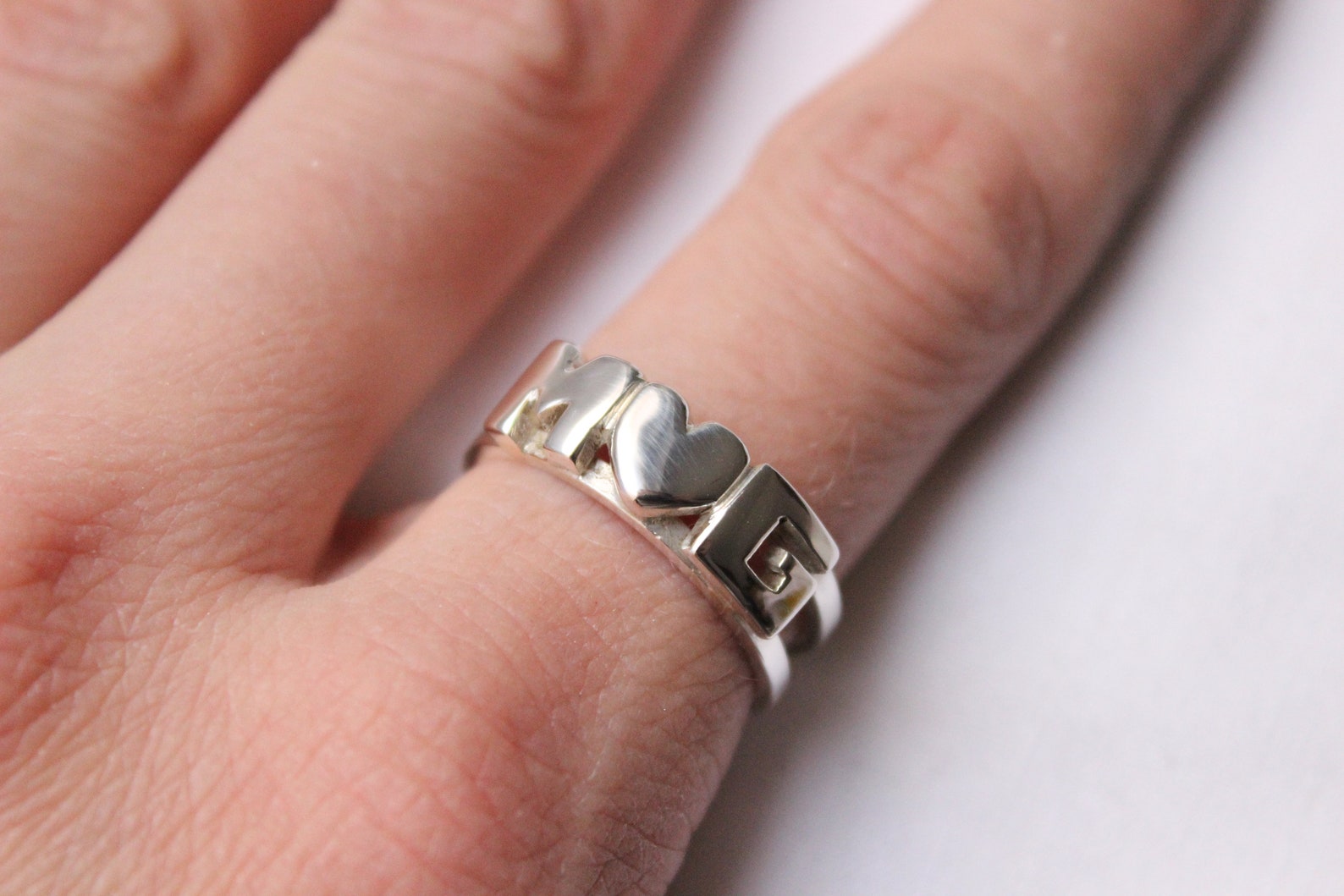 Double Band Initials Ring Sterling Silver Personalized Ring | Etsy