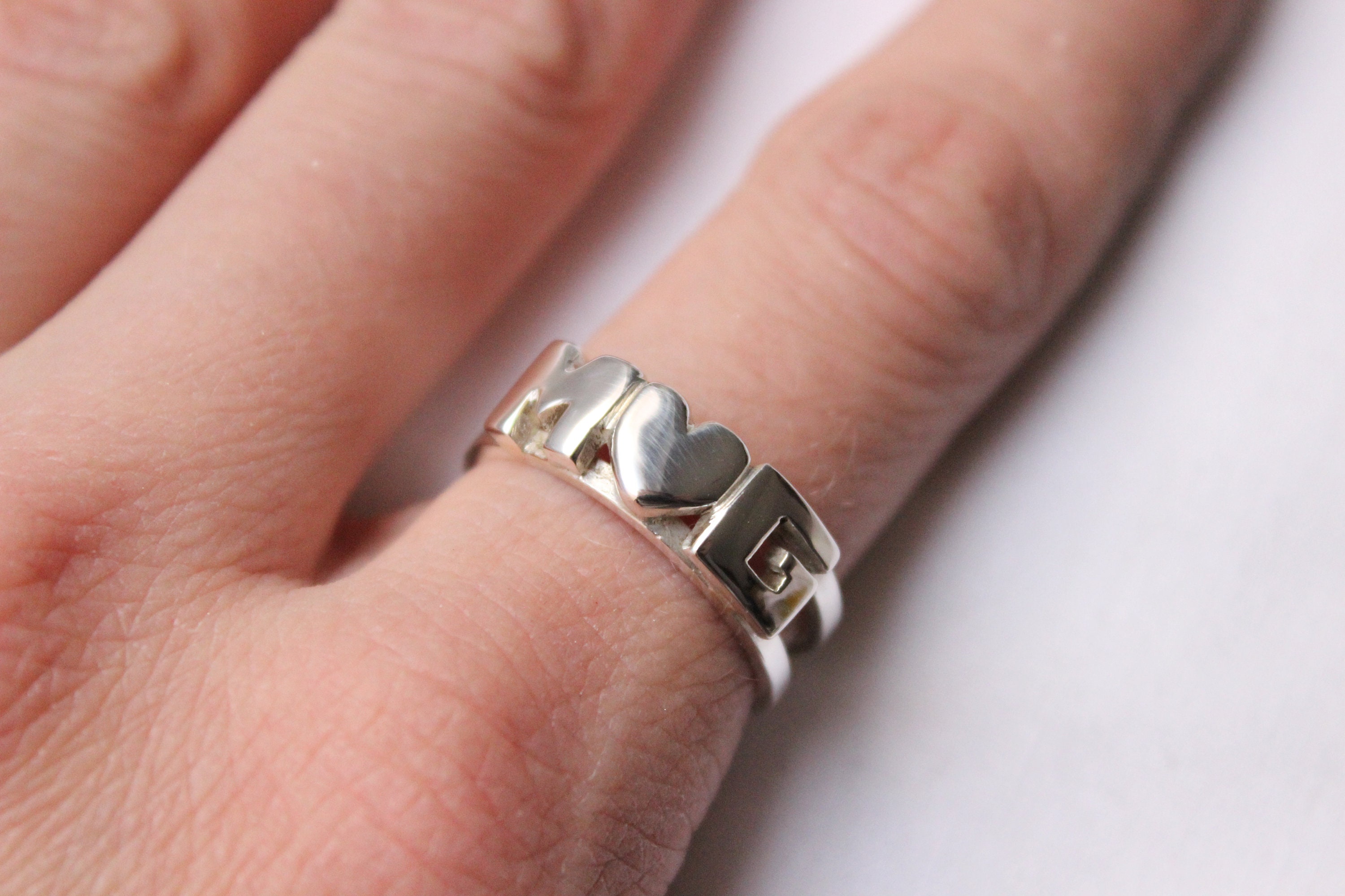 Double Band Initials Ring Sterling Silver Personalized Ring | Etsy