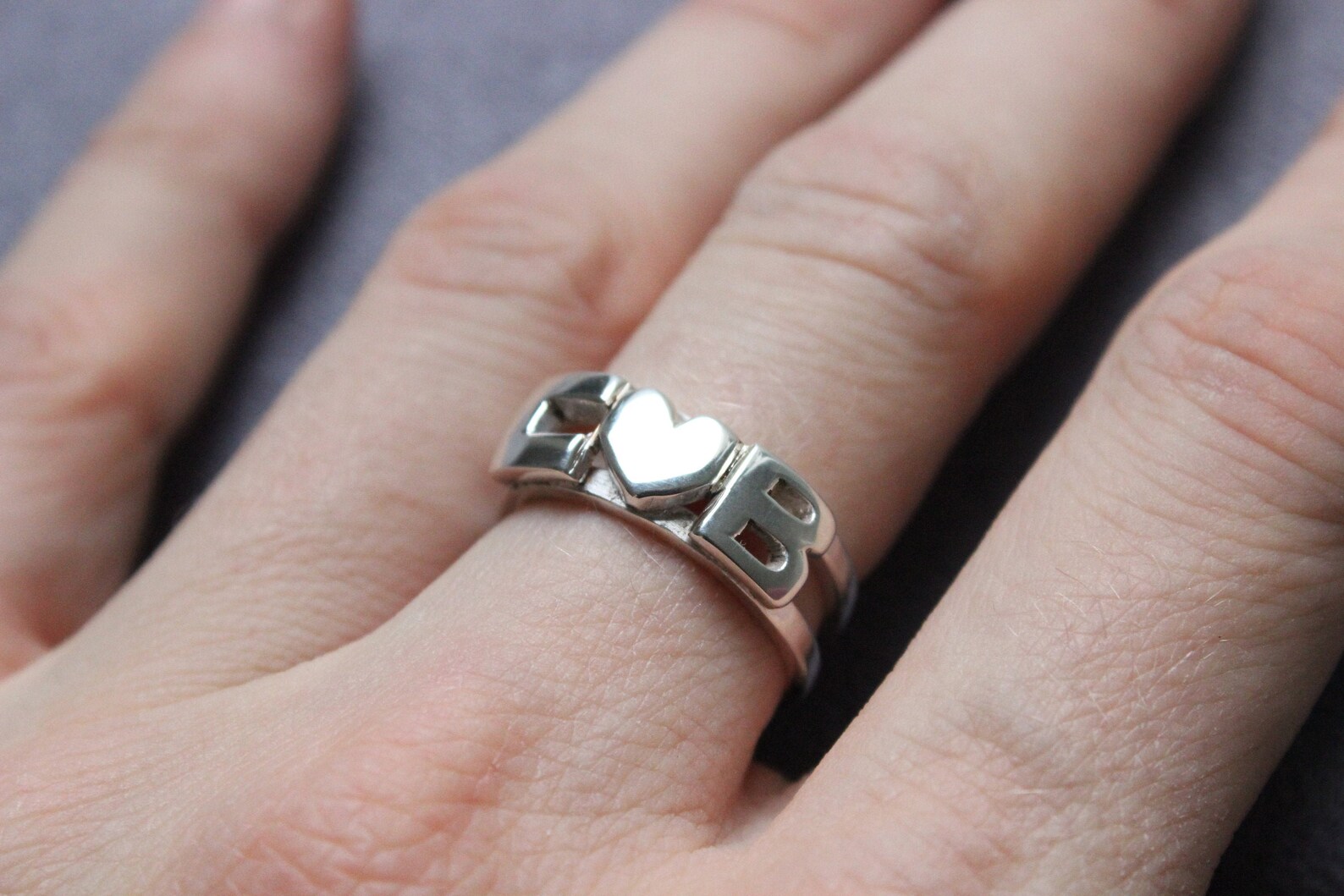 Double Band Initials Ring Sterling Silver Personalized Ring | Etsy