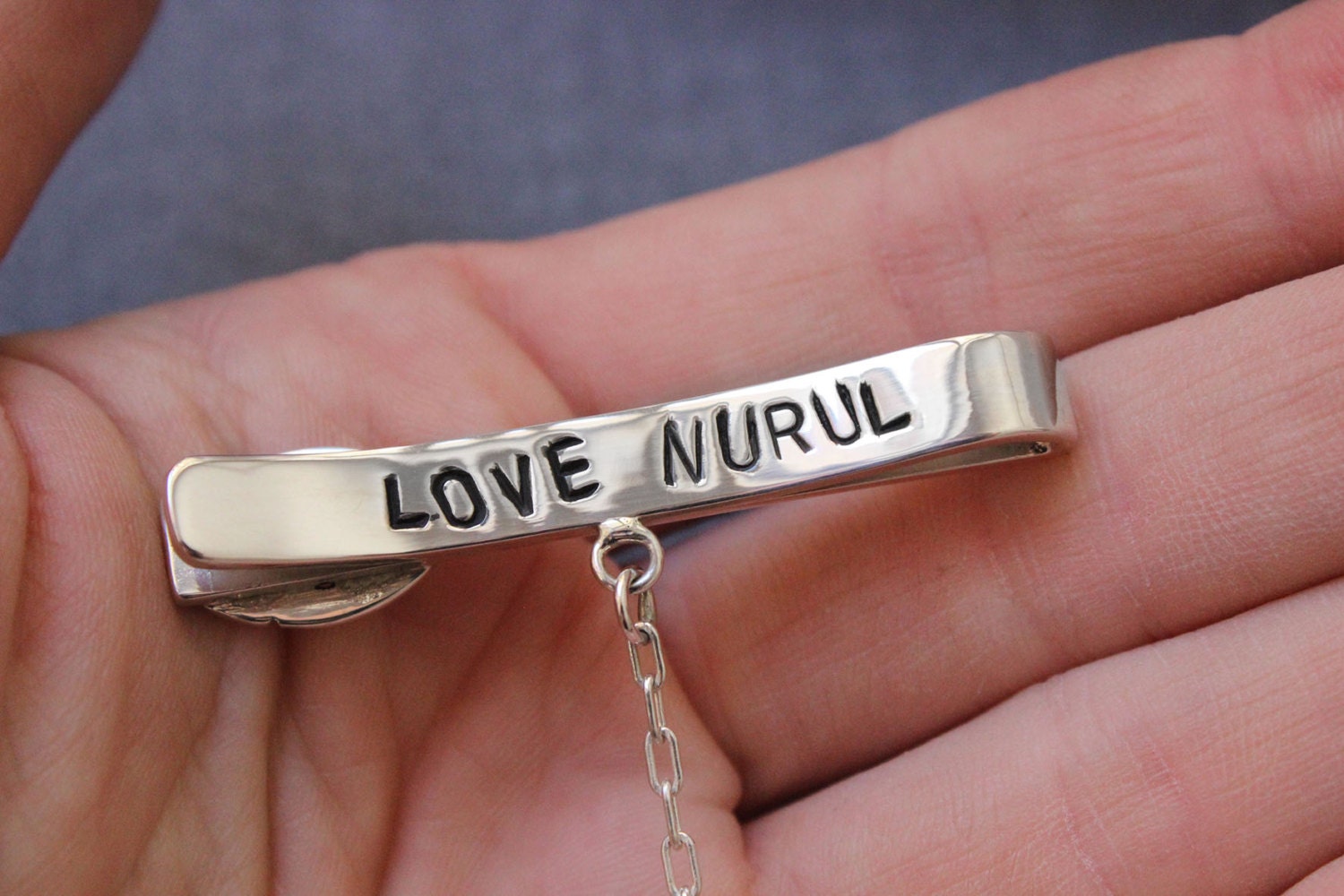 Custom tie bar clip with Oval Monogram Made to order | Etsy