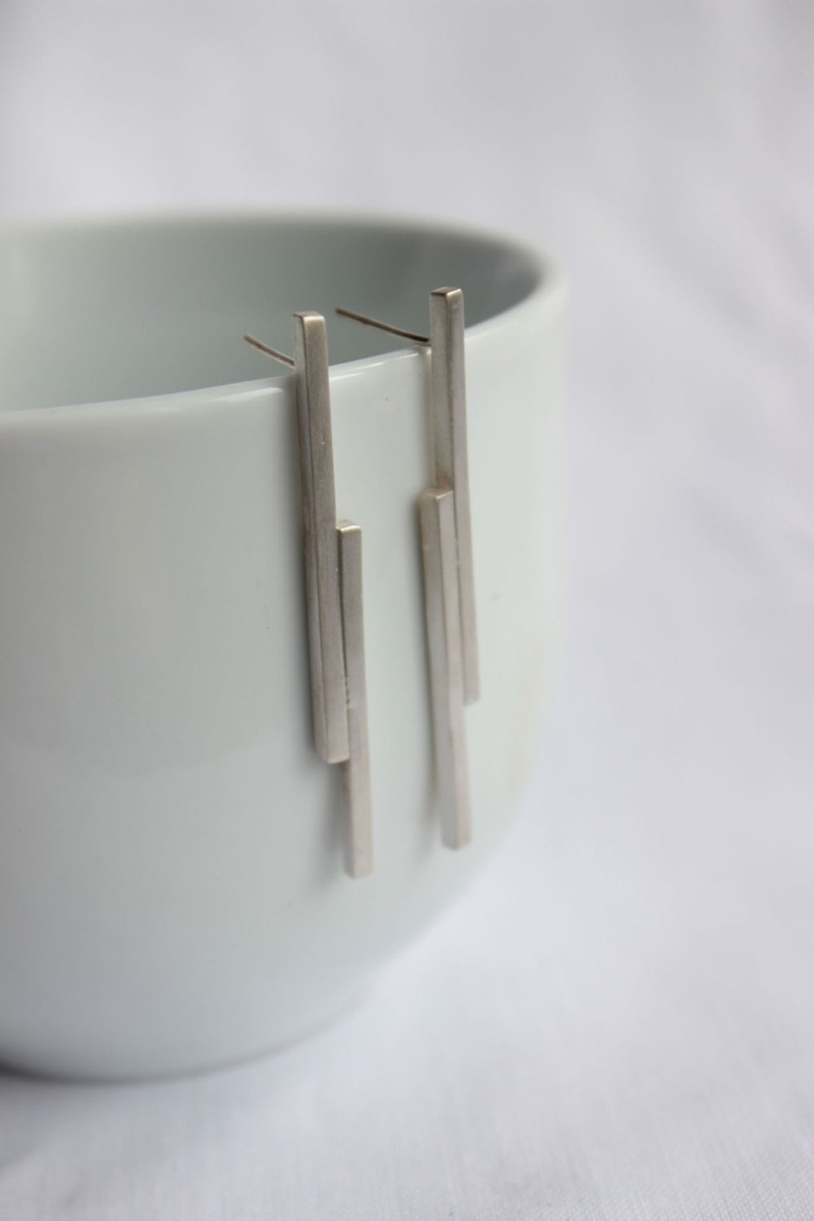 Stick Earrings Made of Sterling Silver Geometric Earrings | Etsy