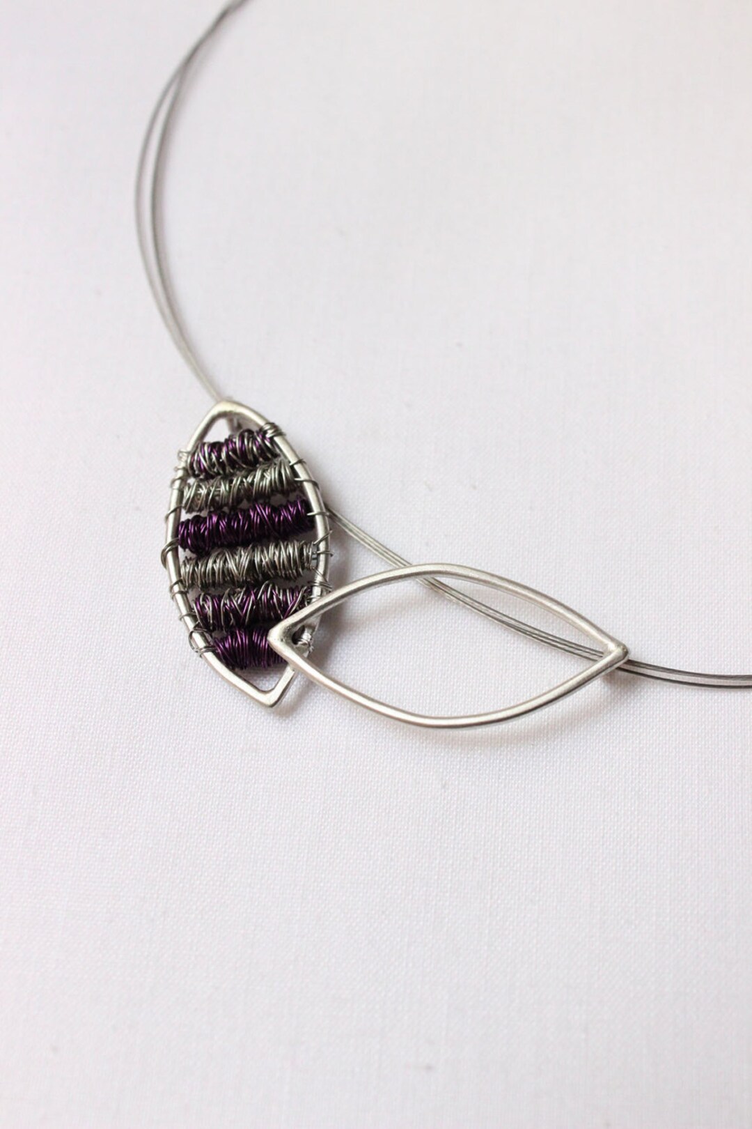 Tangle Necklace, Sterling Silver and Copper, Violet, Purple, Silver ...