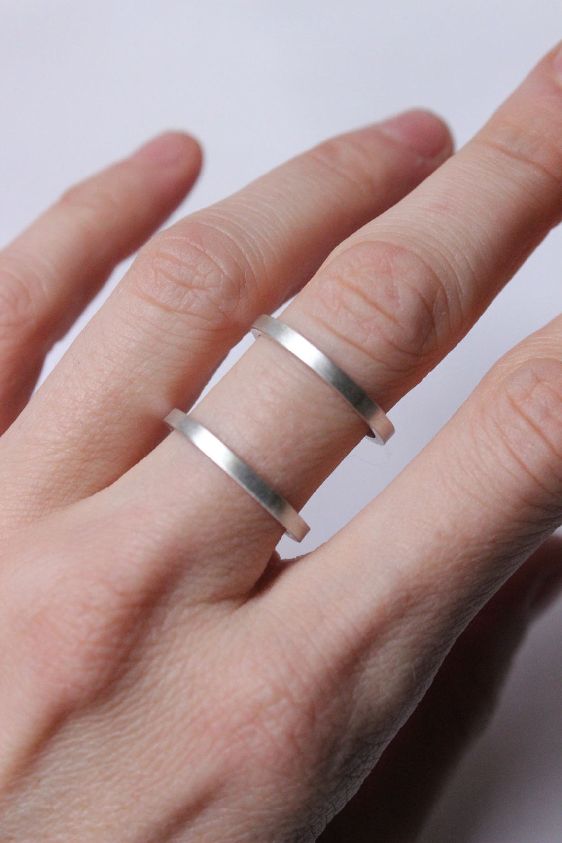 Sterling Silver Double Ring Silver Cage Ring Simple Ring | Etsy