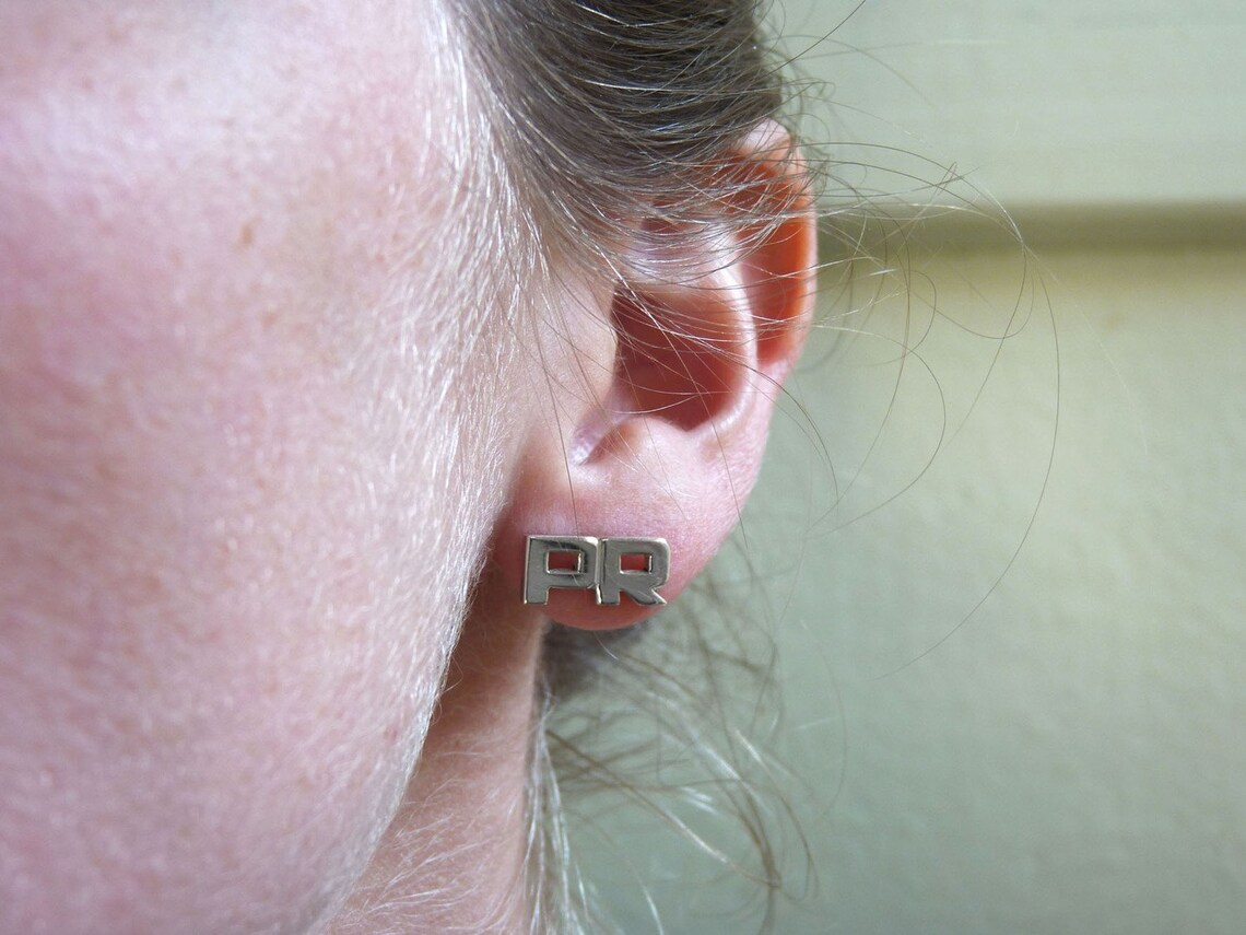 Word Earrings Earrings With Two Letters Made to Sterling - Etsy