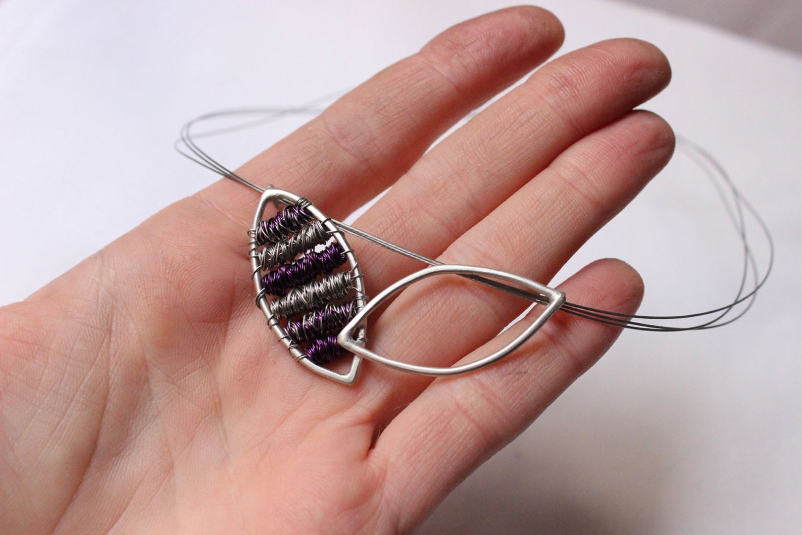 Tangle Necklace Sterling Silver and Copper Violet Purple - Etsy