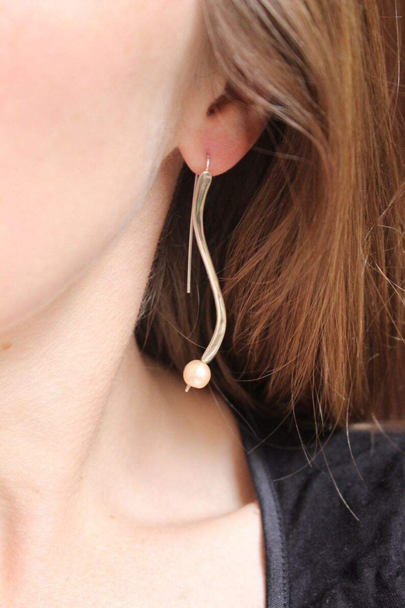 Sterling Silver And White Freshwater Pearls Dangle And Long Etsy