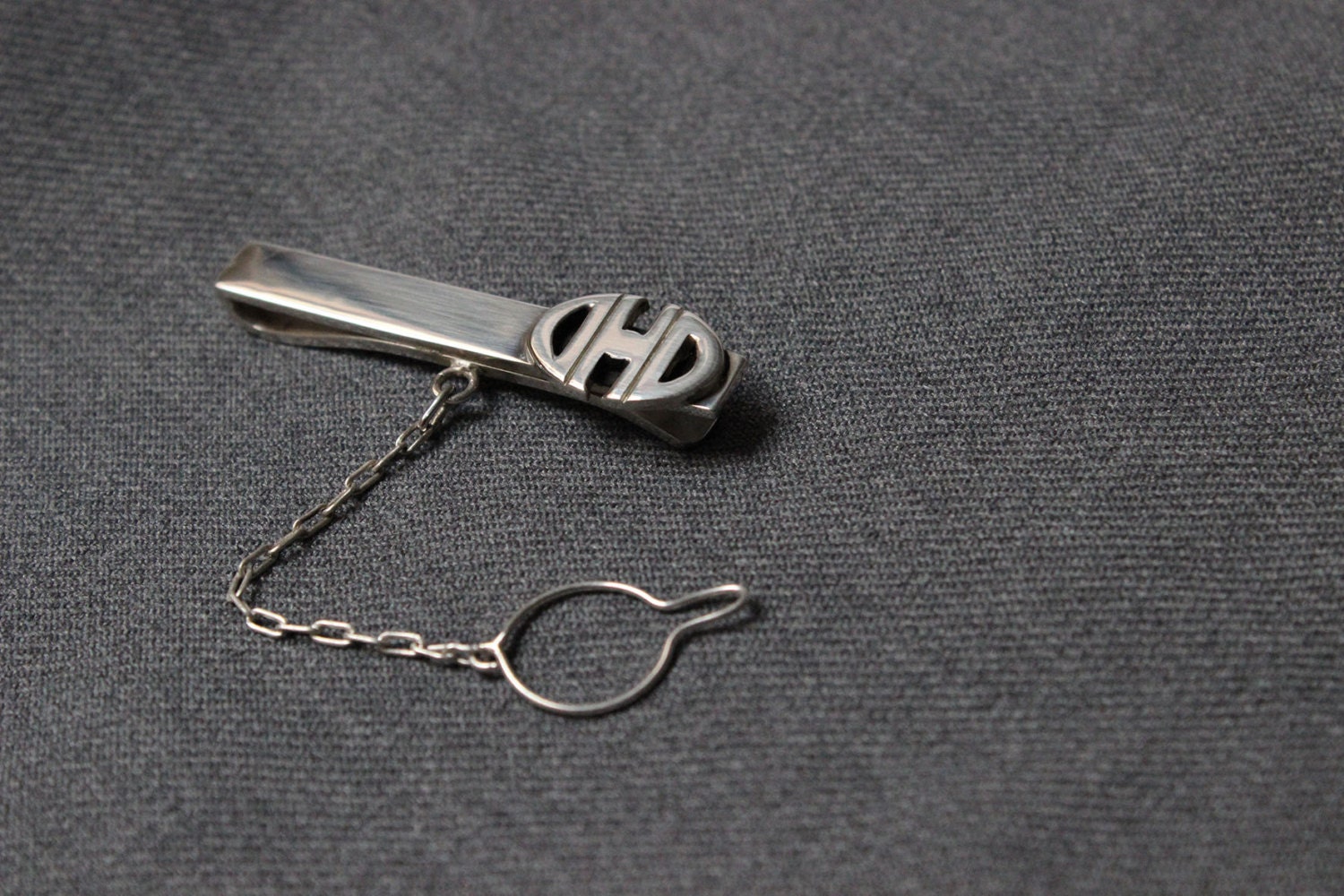 Custom tie bar clip with Oval Monogram Made to order | Etsy