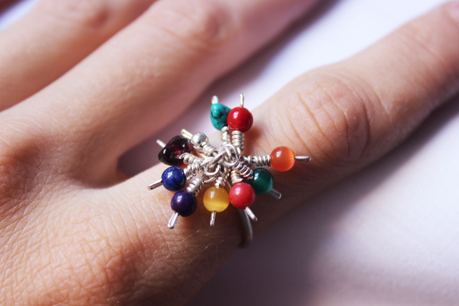 Multicolor Ring Sterling Silver and Colorful Gems Perfect - Etsy