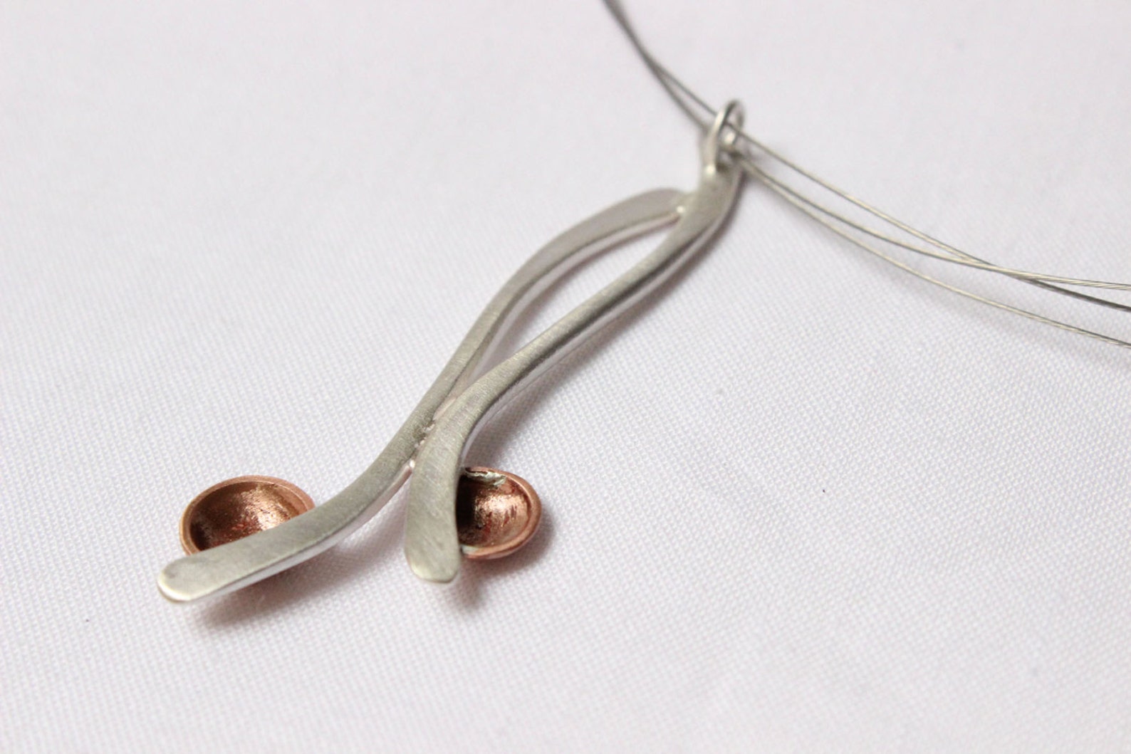 Line and Point Pendant II Sterling Silver and Copper | Etsy