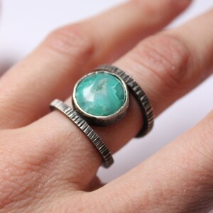 Double Turquoise Sterling Silver Ring Boho Hippie Natural - Etsy