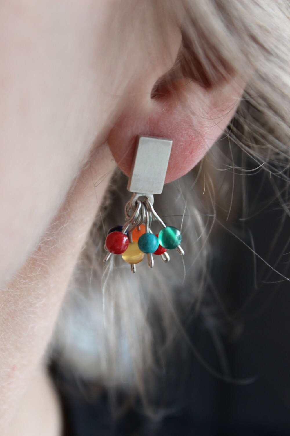 Multicolor Earrings Made of Sterling Silver and Colorful - Etsy