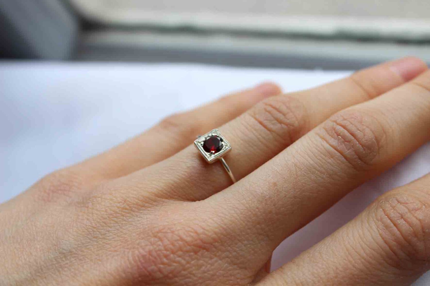 Garnet Ring in Sterling Silver One Little Stacking - Etsy