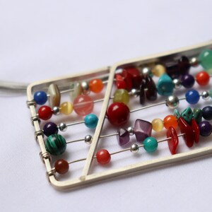 Extra Large Abacus Pendant Handmade With Sterling Silver and Colorful ...