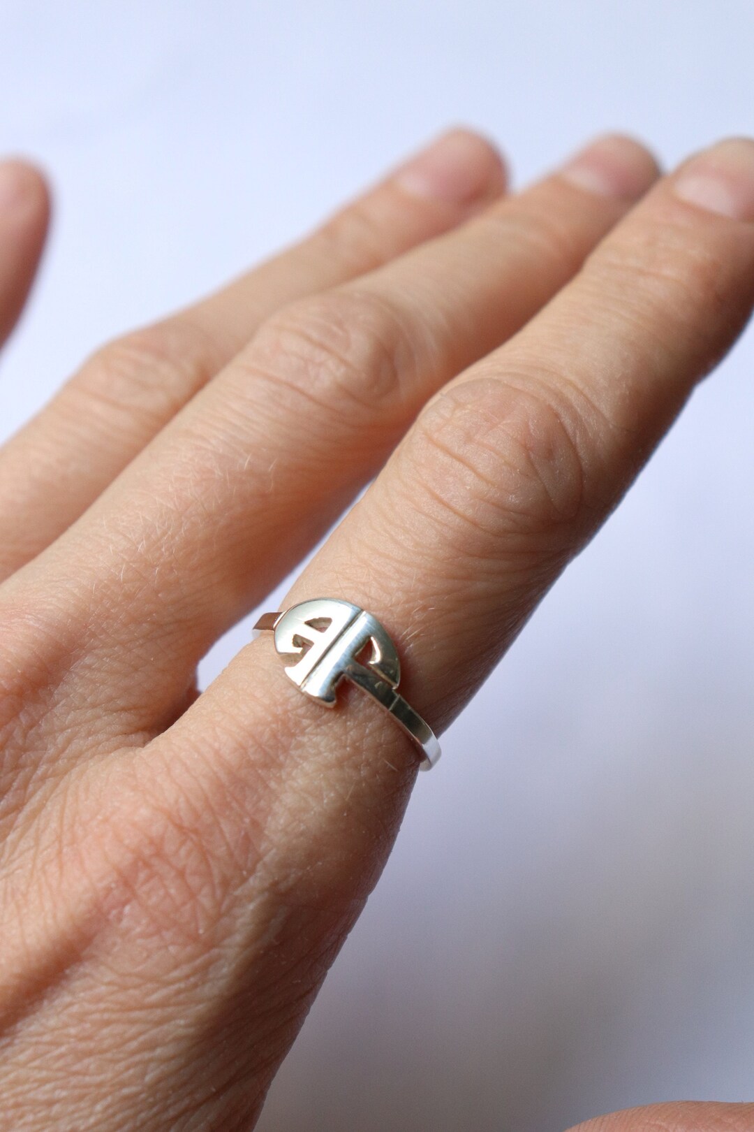 Personalized Monogram Ring Sterling Silver Oval Monogram - Etsy