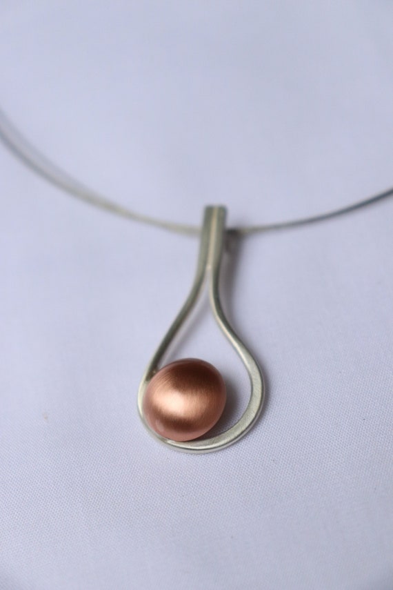 Line and Point Necklace Sterling Silver and Copper - Etsy