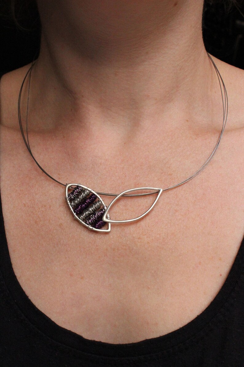 Tangle Necklace Sterling Silver and Copper Violet Purple - Etsy