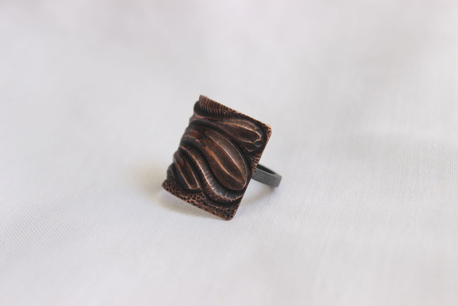 Ring Texture Made of Sterling Silver and Copper With Black - Etsy