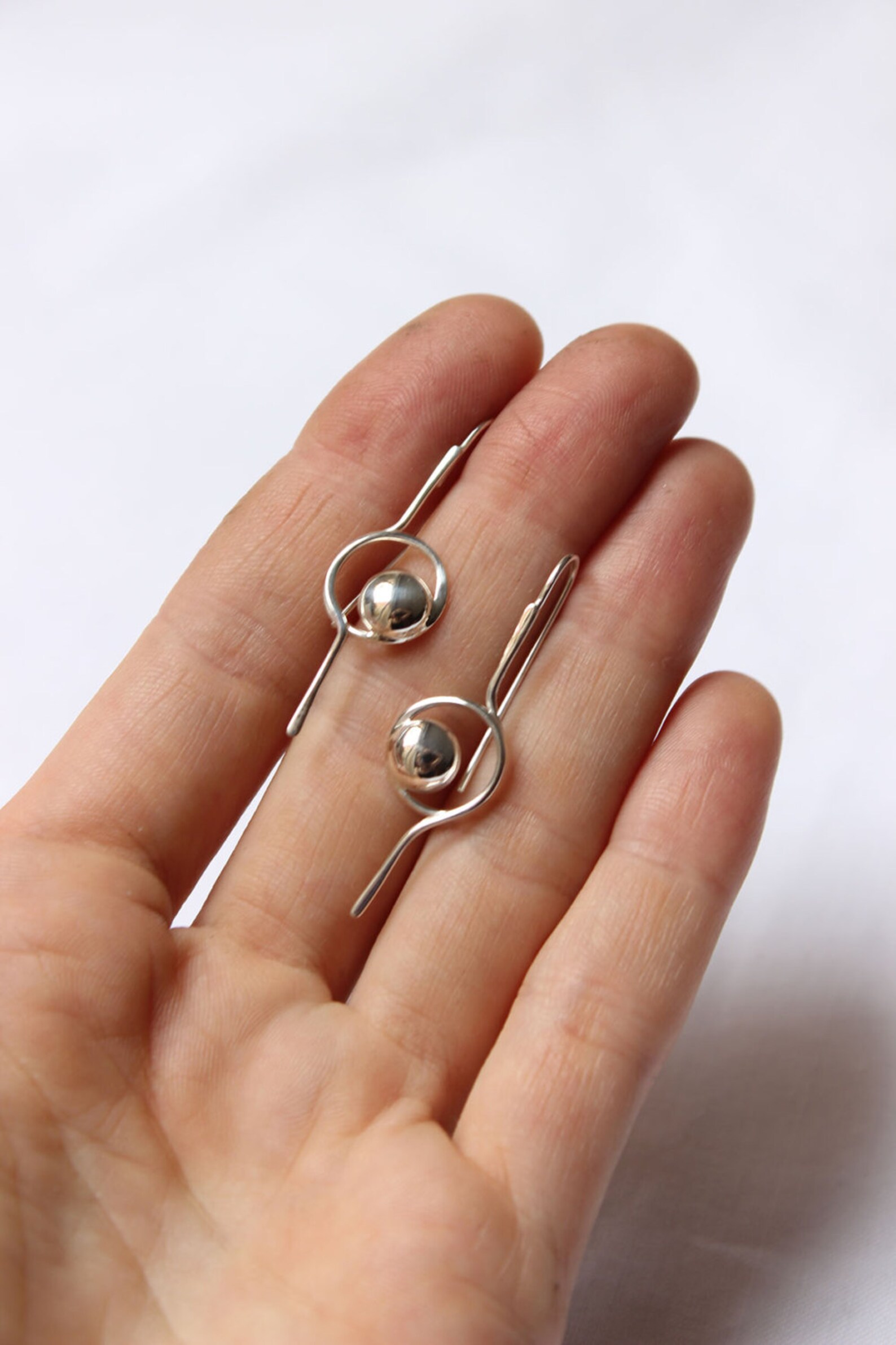 Tiny Line and Point Earrings Are Made in Sterling Silver - Etsy
