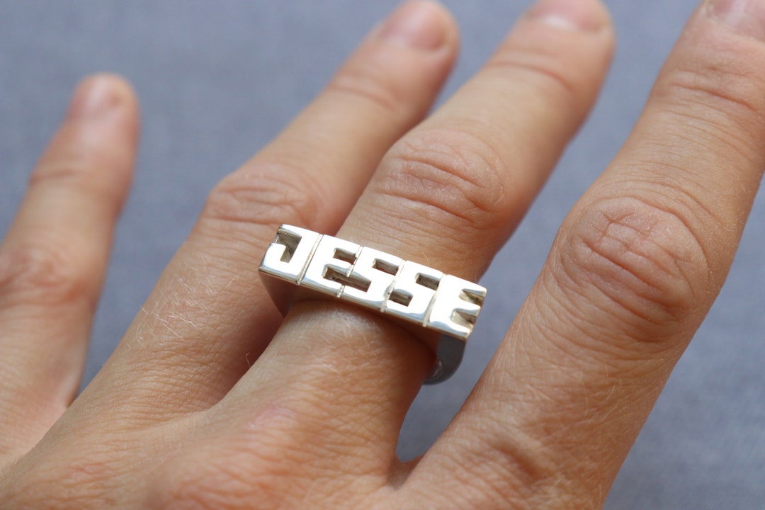 Word Personal Ring, Sterling Silver, Signet Ring, Name Ring, Initials ...