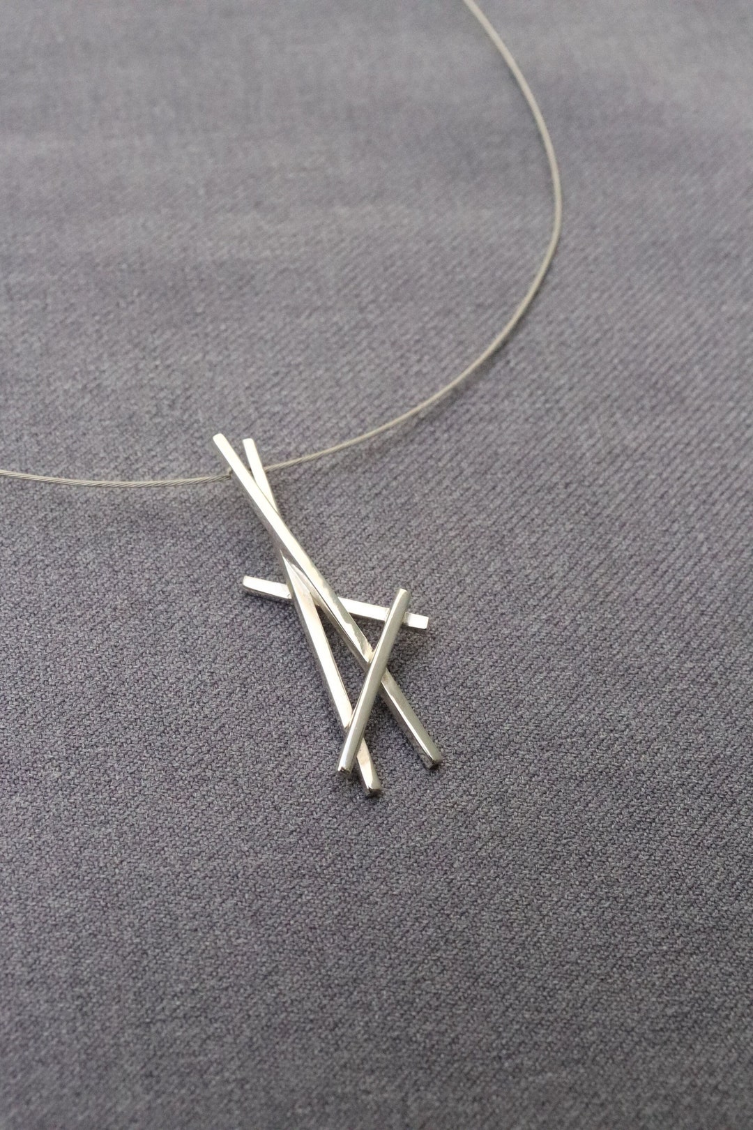 Unique Sterling Silver Pendant, Simple and Elegant, "mikado Necklace ...