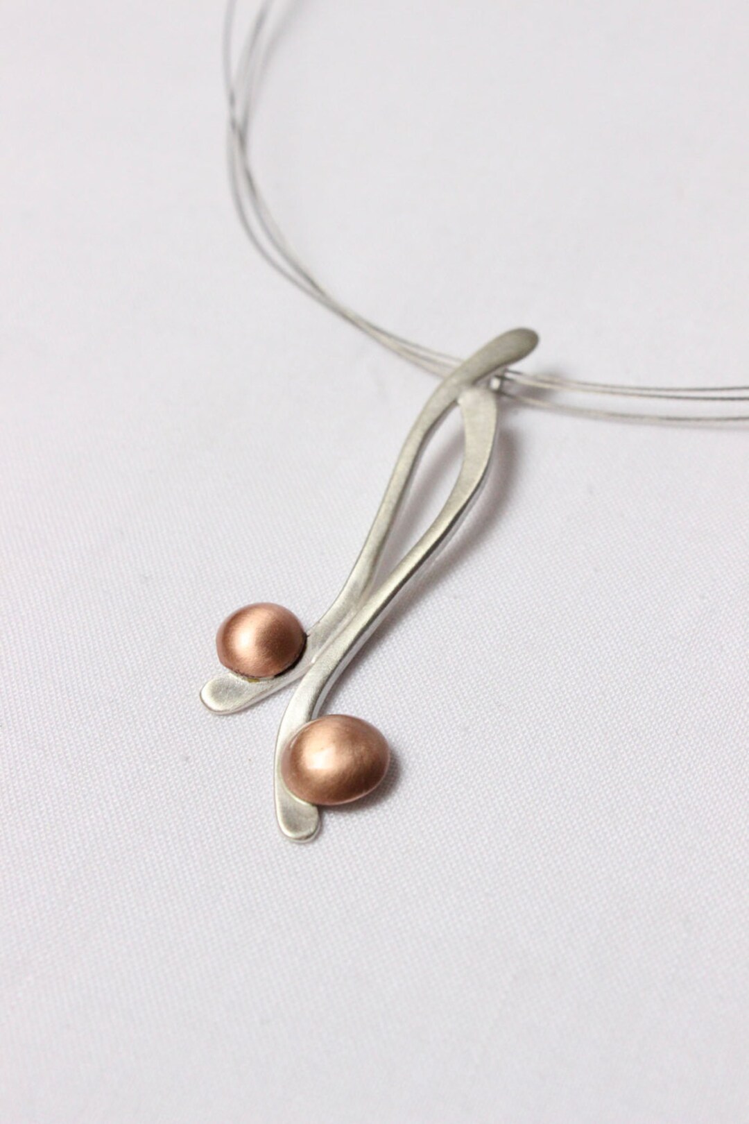 Line and Point Pendant II Sterling Silver and Copper Minimalist Design ...