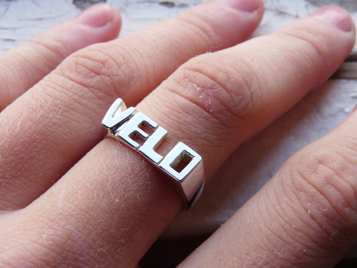 Word Signet Ring Sterling Silver Made to Order Personalized - Etsy